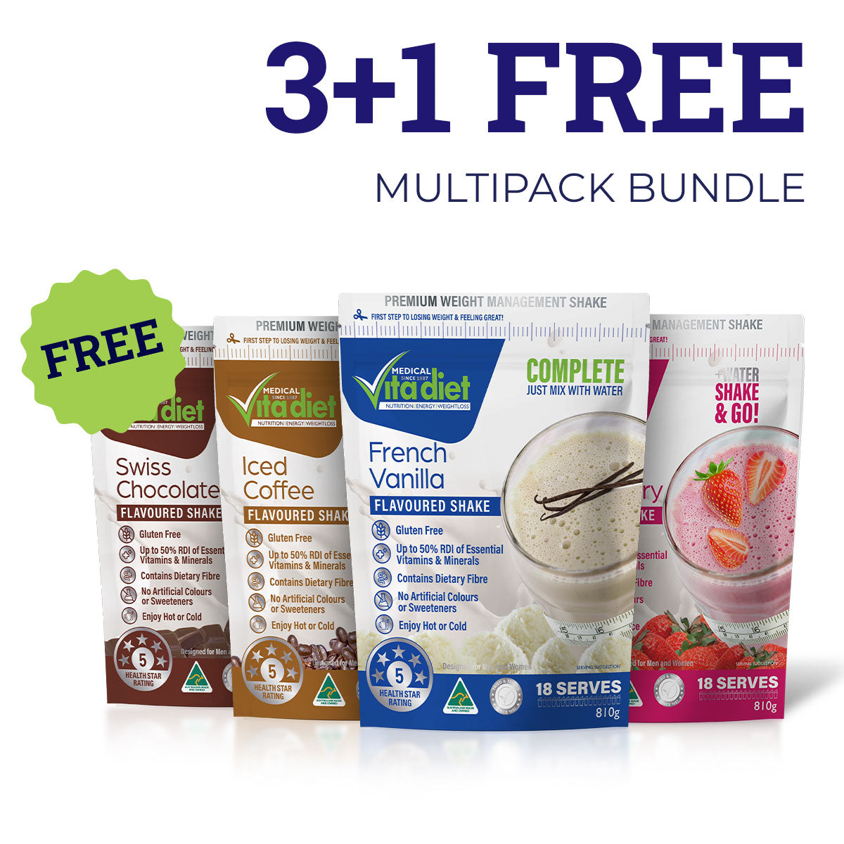 3+1 FREE Multipack Shake Bundle – Vita Diet